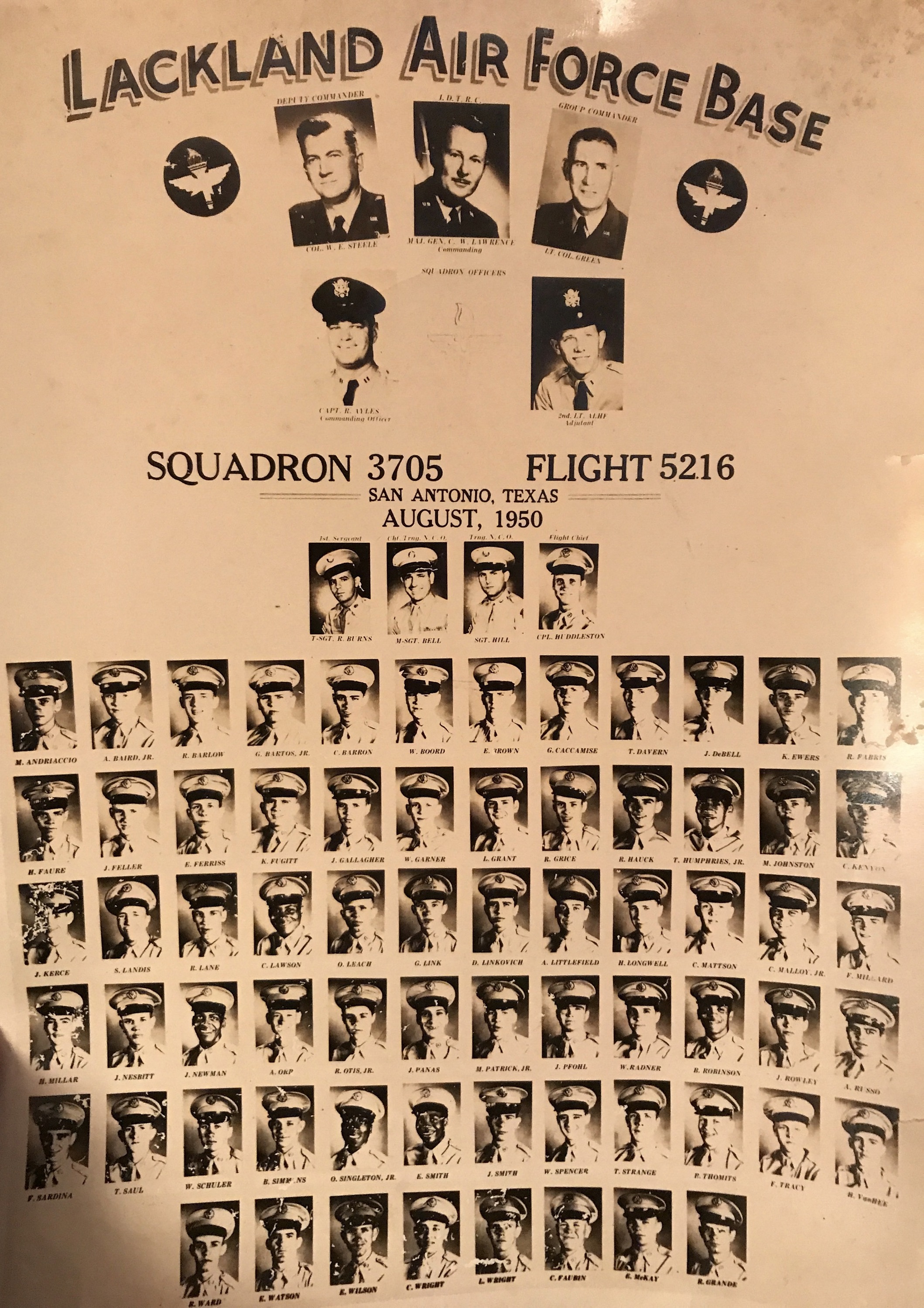 1950-59 Lackland AFB, TX - 1950,Lackland AFB,Squadron 3705,Flight 5216 ...