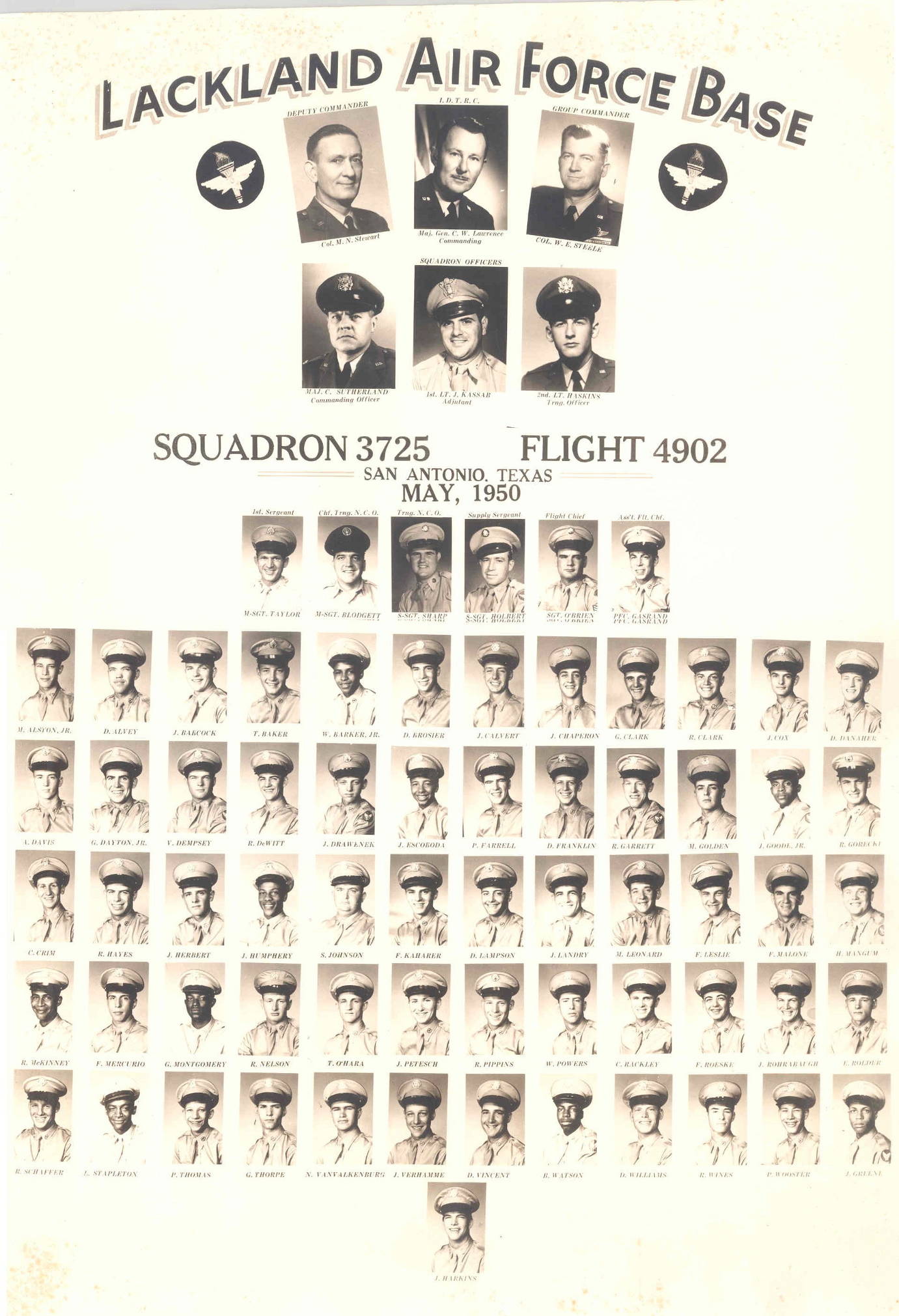 1950-59 Lackland AFB, TX - 1950,Lackland AFB,Squadron 3725,Flight 4902 ...