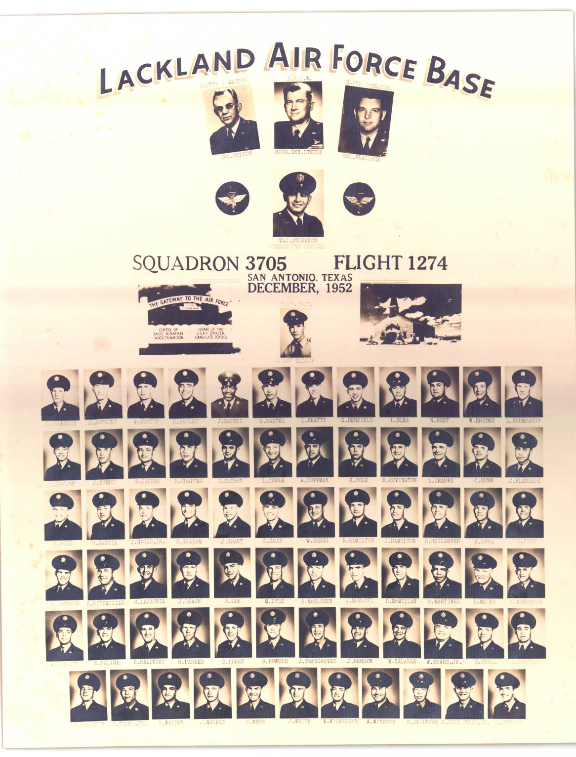 1950-59 Lackland AFB, TX - 1952,Lackland AFB,Squadron 3705,Flight 1274 ...