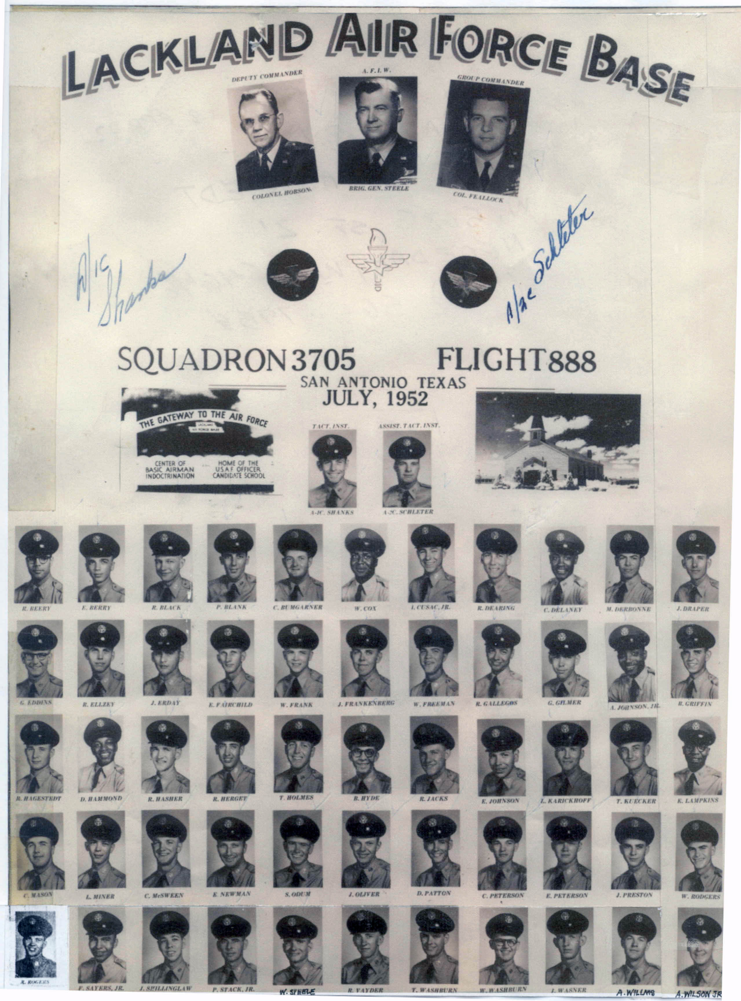 1950-59 Lackland AFB, TX - 1952,Lackland AFB,Squadron 3705,Flight 888 ...