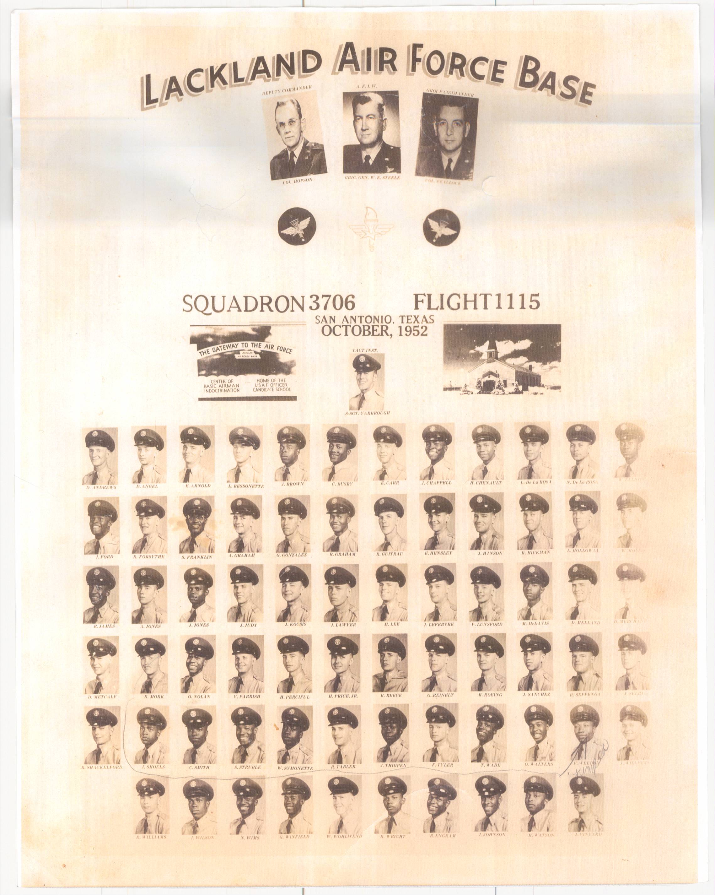 1950-59 Lackland AFB, TX - 1952,Lackland AFB,Squadron 3706,Flight 1115 ...