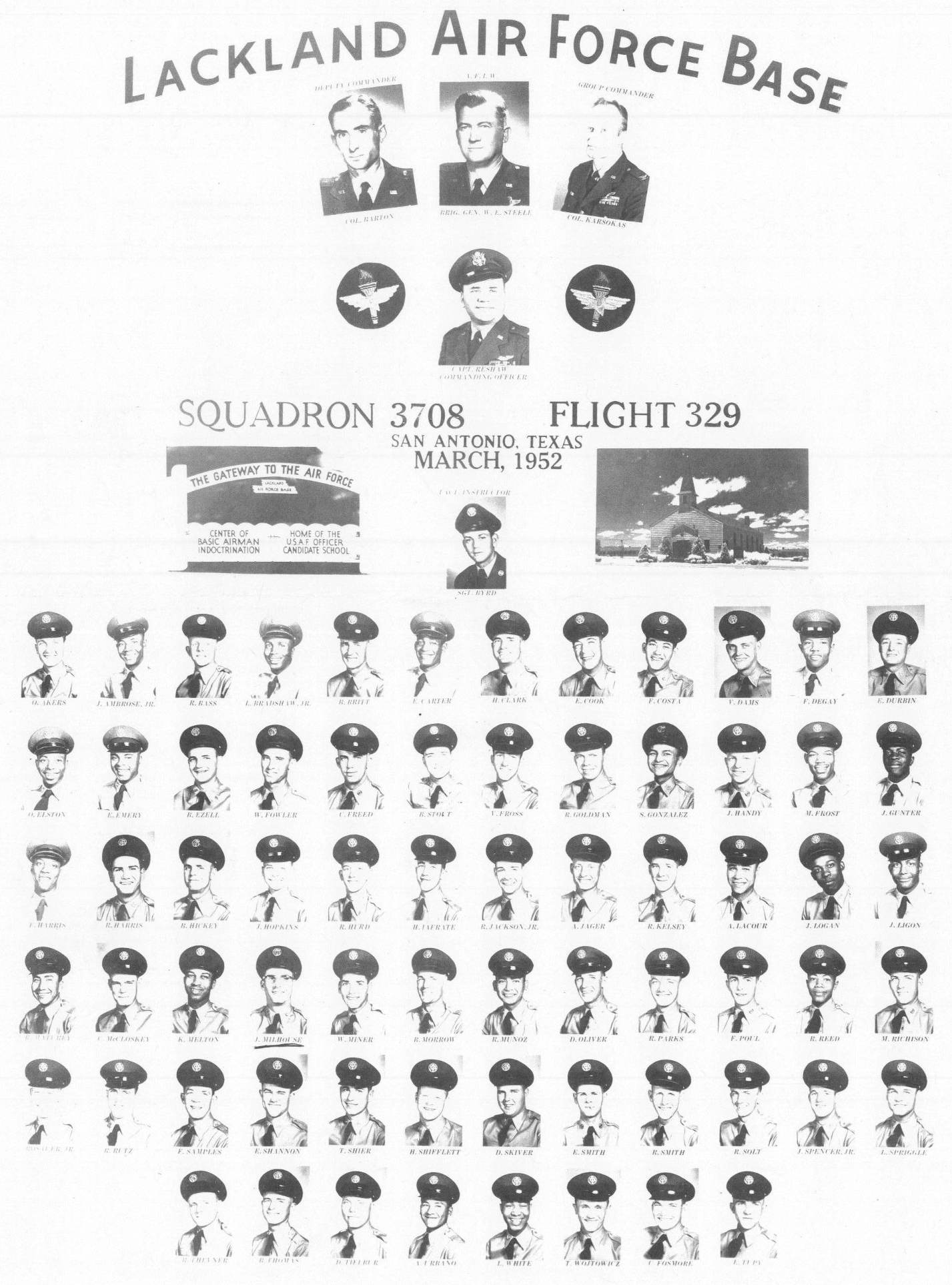 1950-59 Lackland AFB, TX - 1952,Lackland AFB,Squadron 3708,Flight 329 ...