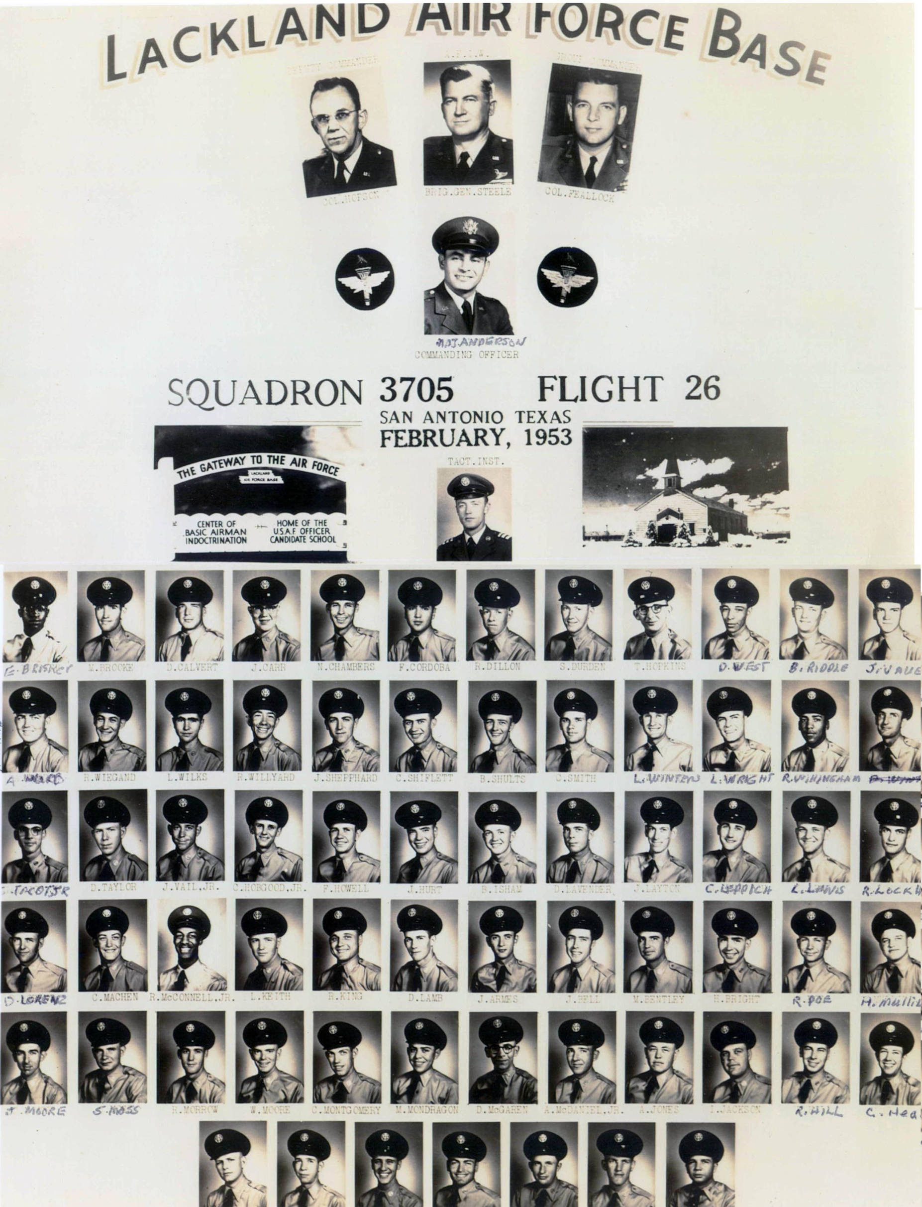 1950-59 Lackland AFB, TX - 1953,Lackland AFB,Squadron 3705,Flight 26 ...