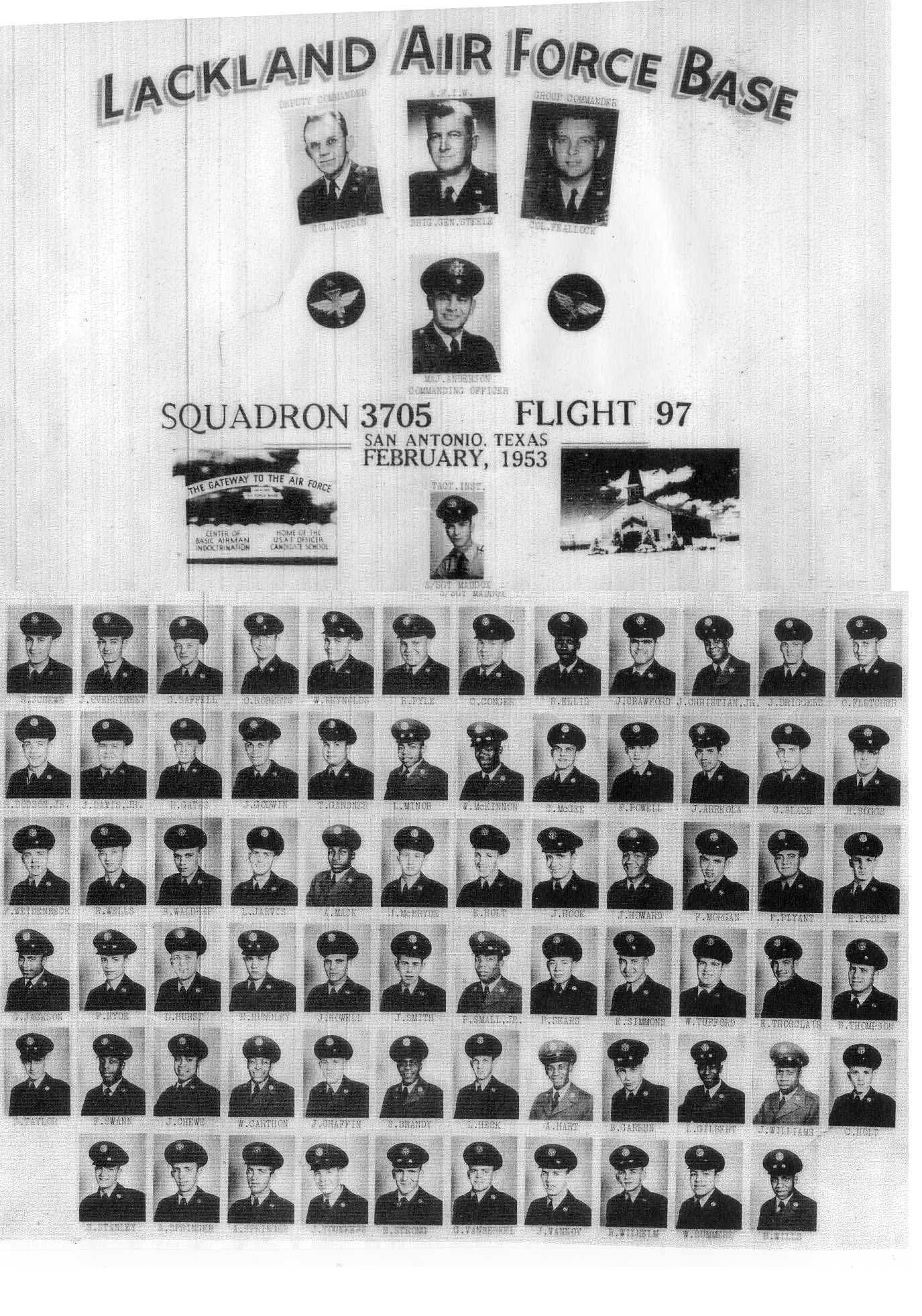 1950-59 Lackland AFB, TX - 1953,Lackland AFB,Squadron 3705,Flight 97 ...