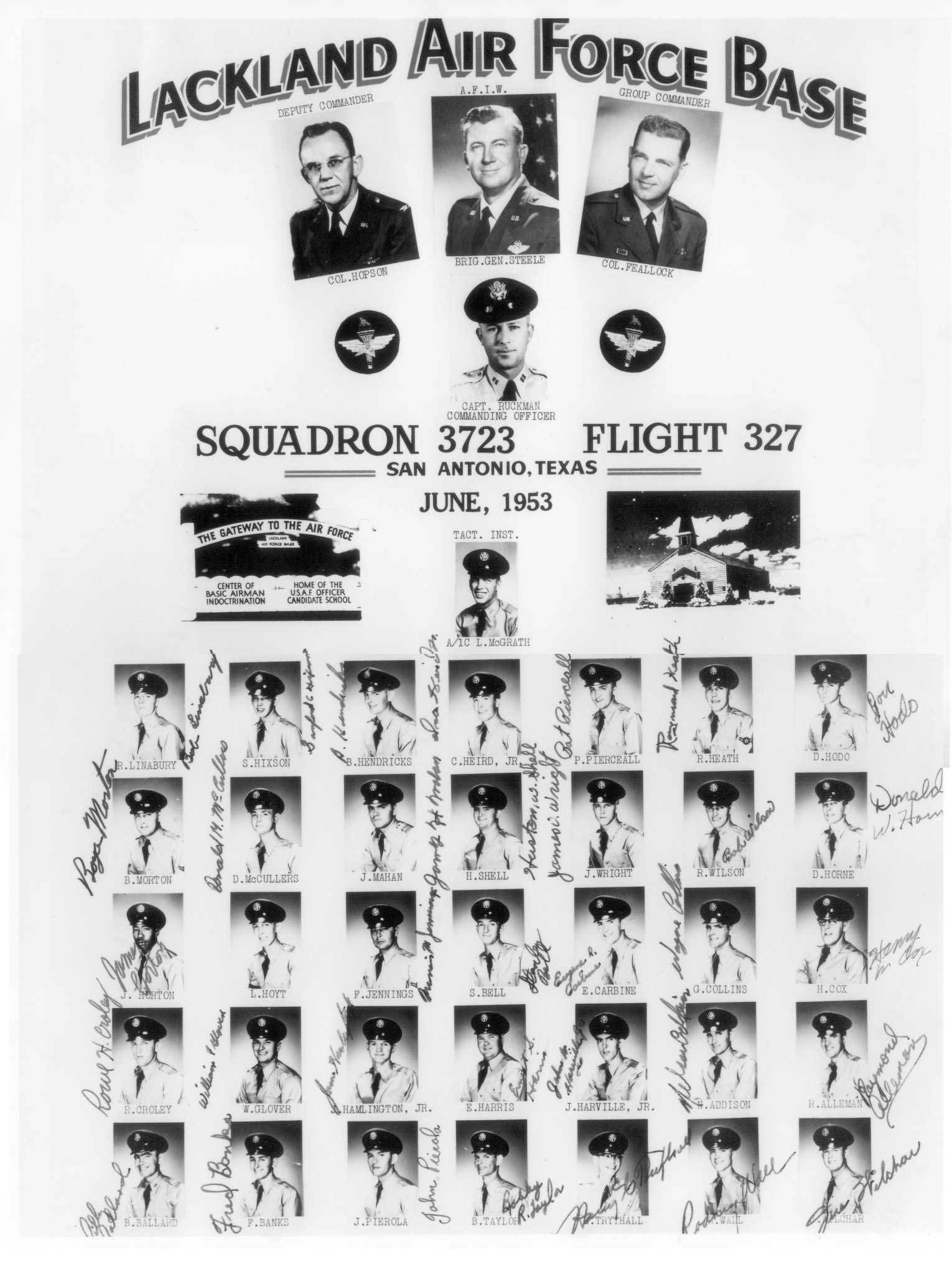 1950-59 Lackland AFB, TX - 1953,Lackland AFB,Squadron 3723,Flight 327 ...