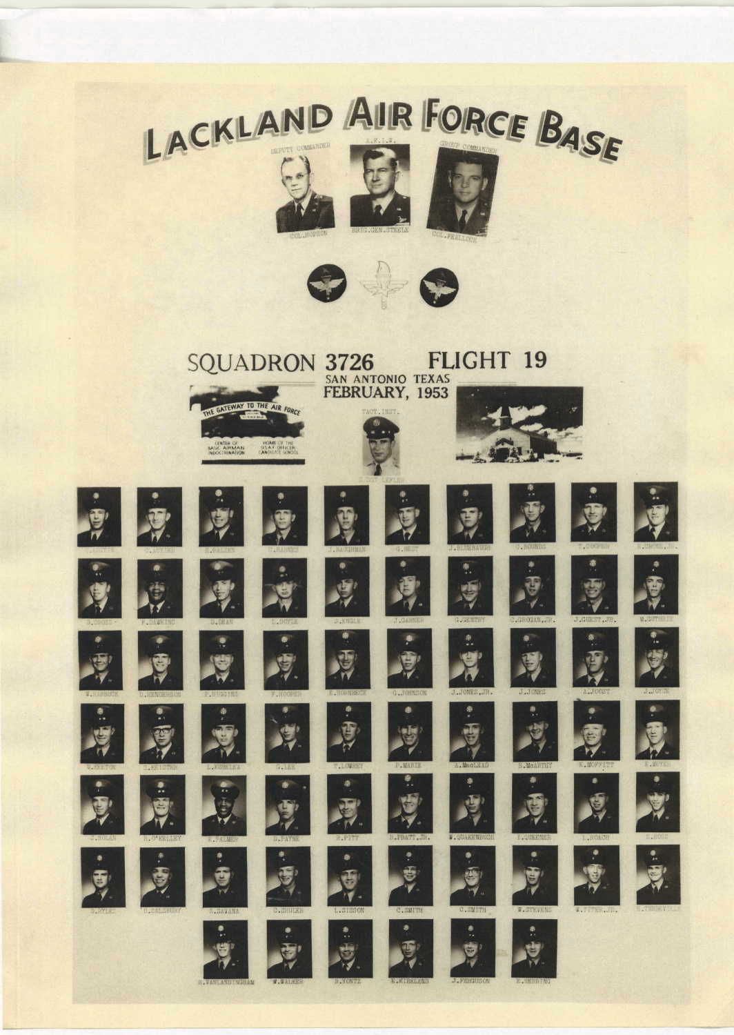 1950-59 Lackland AFB, TX - 1953,Lackland AFB,Squadron 3726,Flight 19 ...