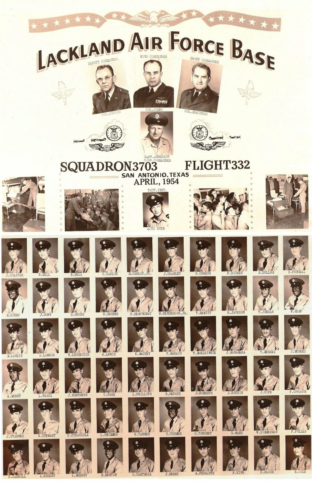 1950-59 Lackland AFB, TX - 1954,Lackland AFB,Squadron 3703,Flight 332 ...
