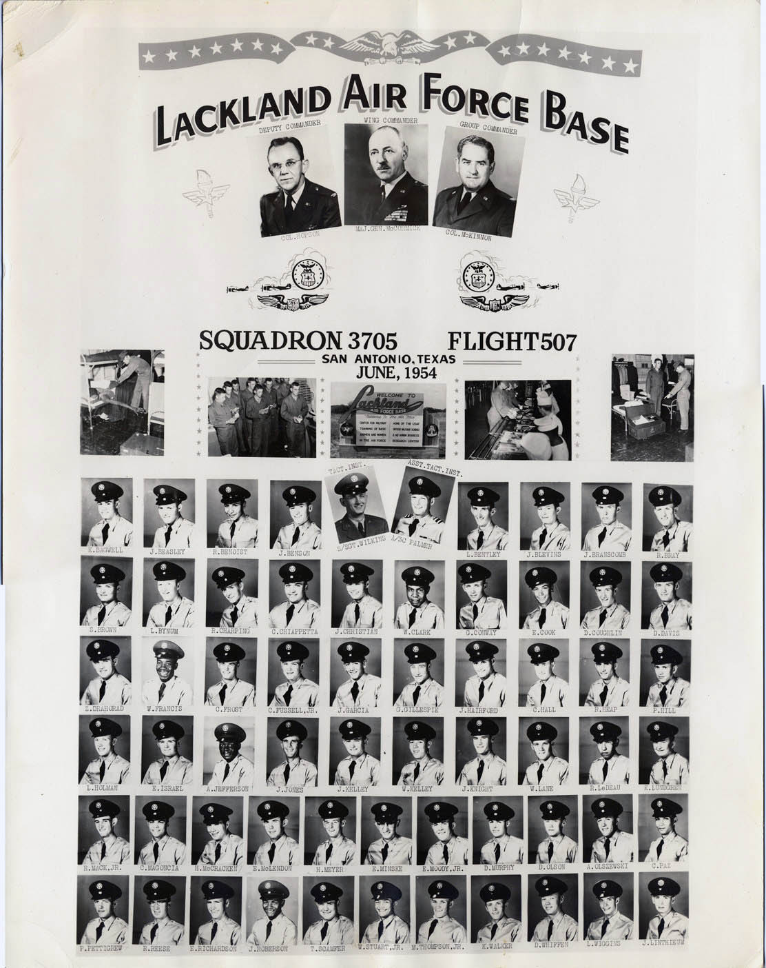 1950-59 Lackland AFB, TX - 1954,Lackland AFB,Squadron 3705,Flight 507 ...