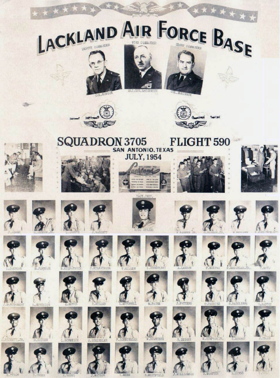1950-59 Lackland AFB, TX - 1954,Lackland AFB,Squadron 3705,Flight 590 ...