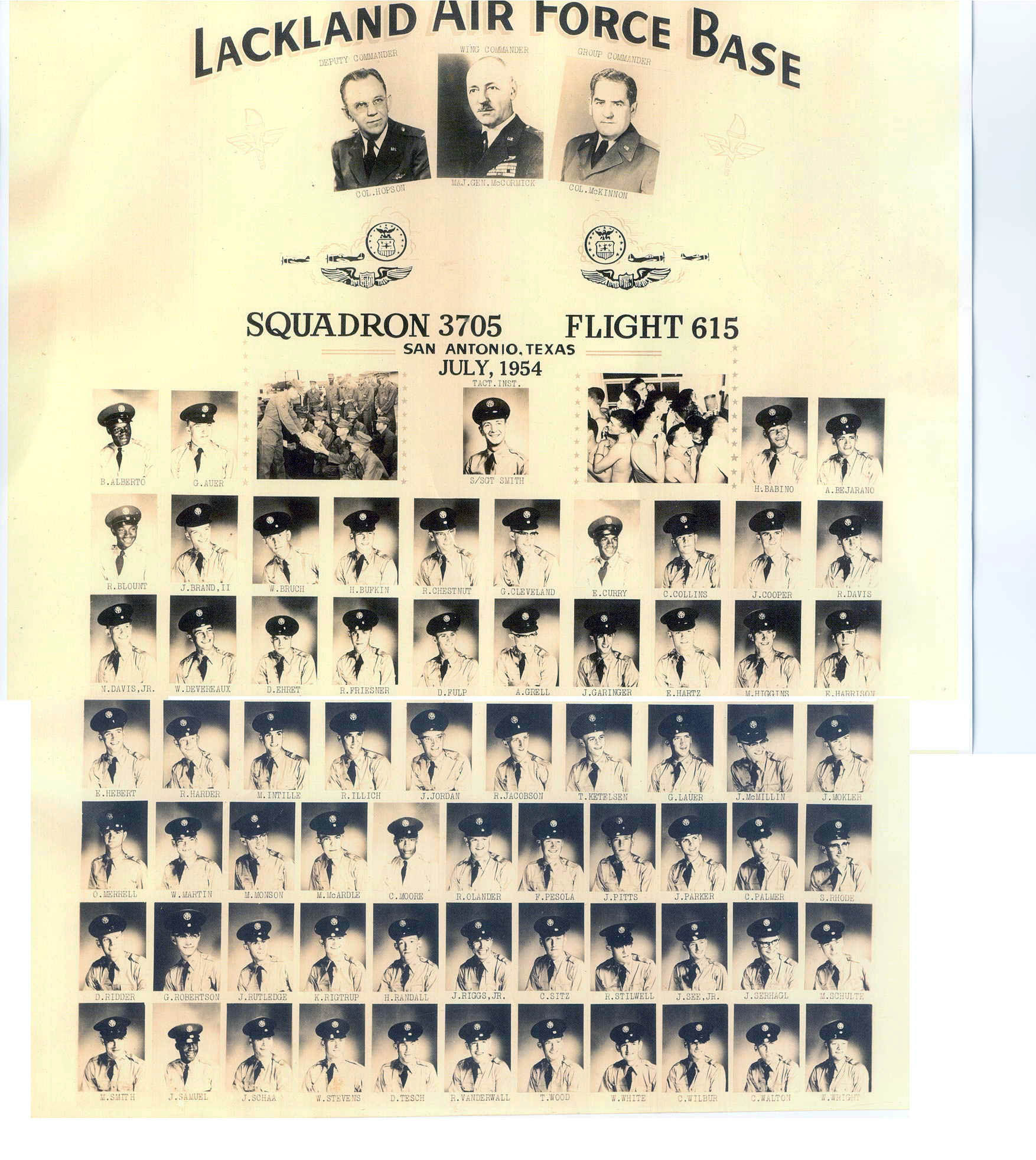 1950-59 Lackland AFB, TX - 1954,Lackland AFB,Squadron 3705,Flight 615 ...
