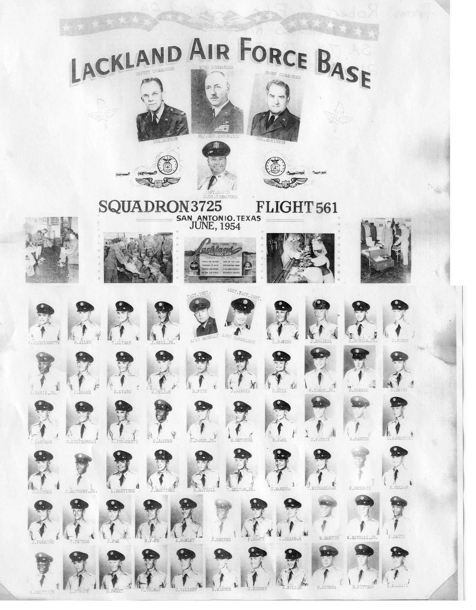 1950-59 Lackland AFB, TX - 1954,Lackland AFB,Squadron 3725,Flight 561 ...