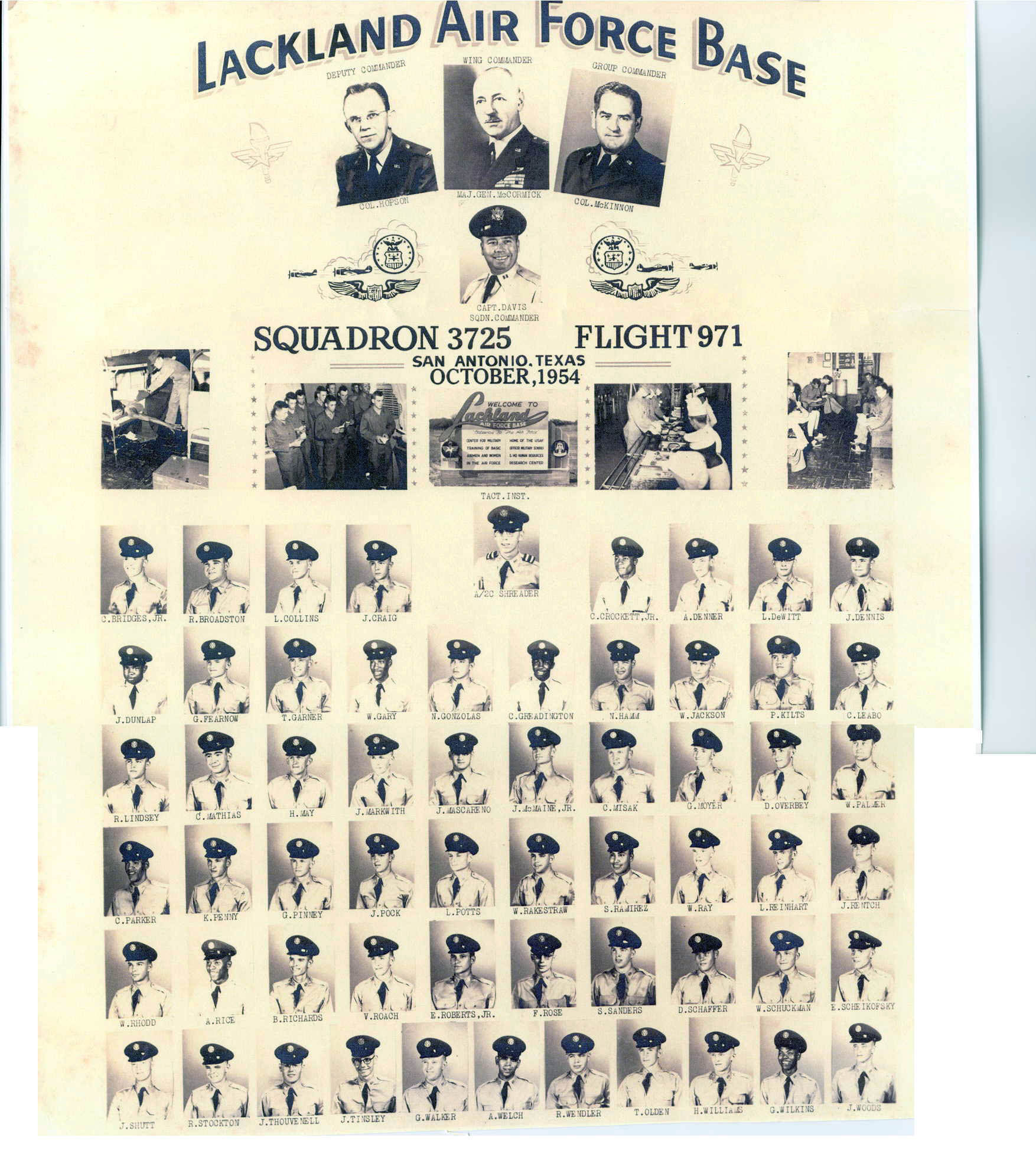 1950-59 Lackland AFB, TX - 1954,Lackland AFB,Squadron 3725,Flight 971 ...