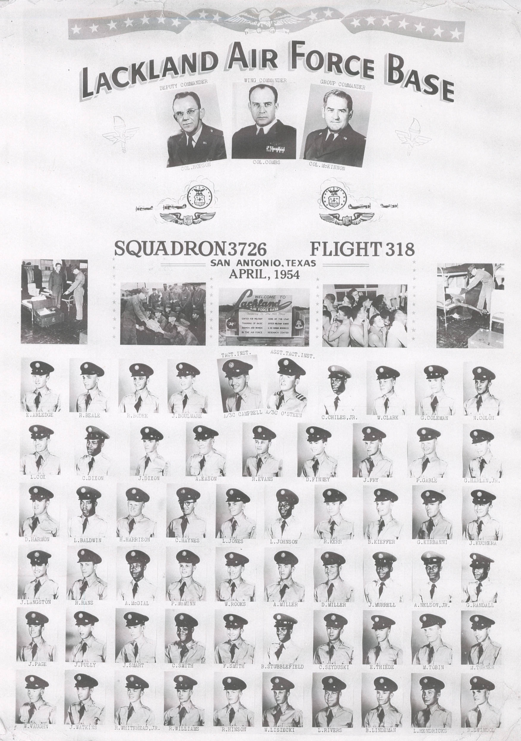 1950-59 Lackland AFB, TX - 1954,Lackland AFB,Squadron 3726,Flight 318 ...