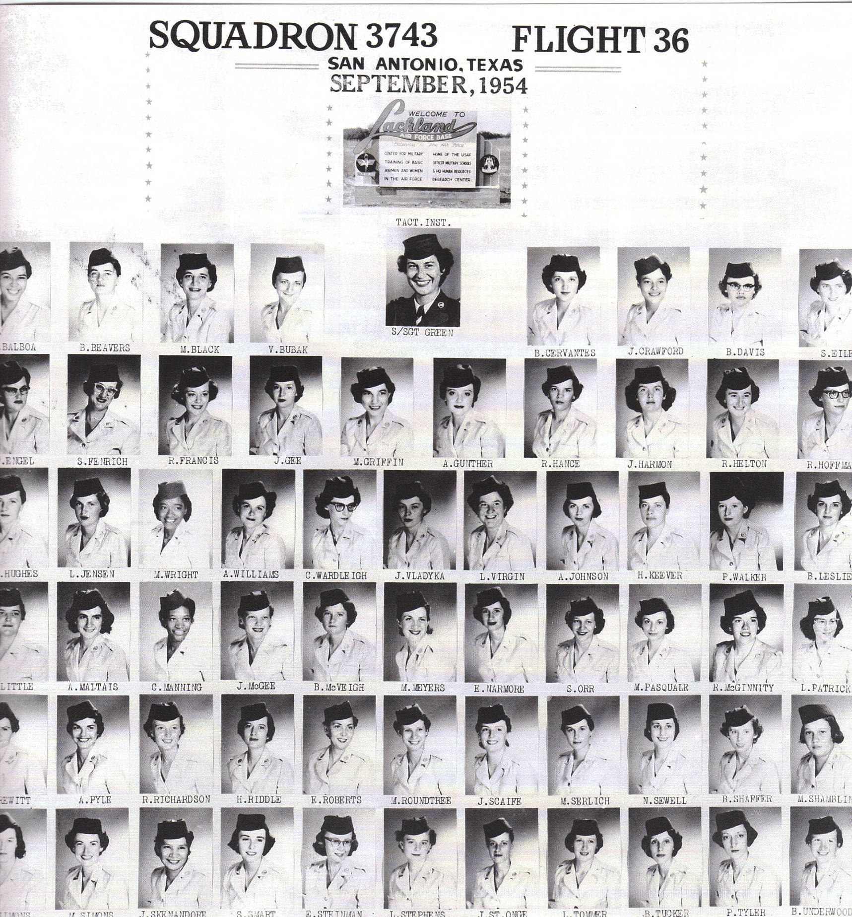 1950-59 Lackland AFB, TX - 1954,Lackland AFB,Squadron 3743,Flight 36 ...