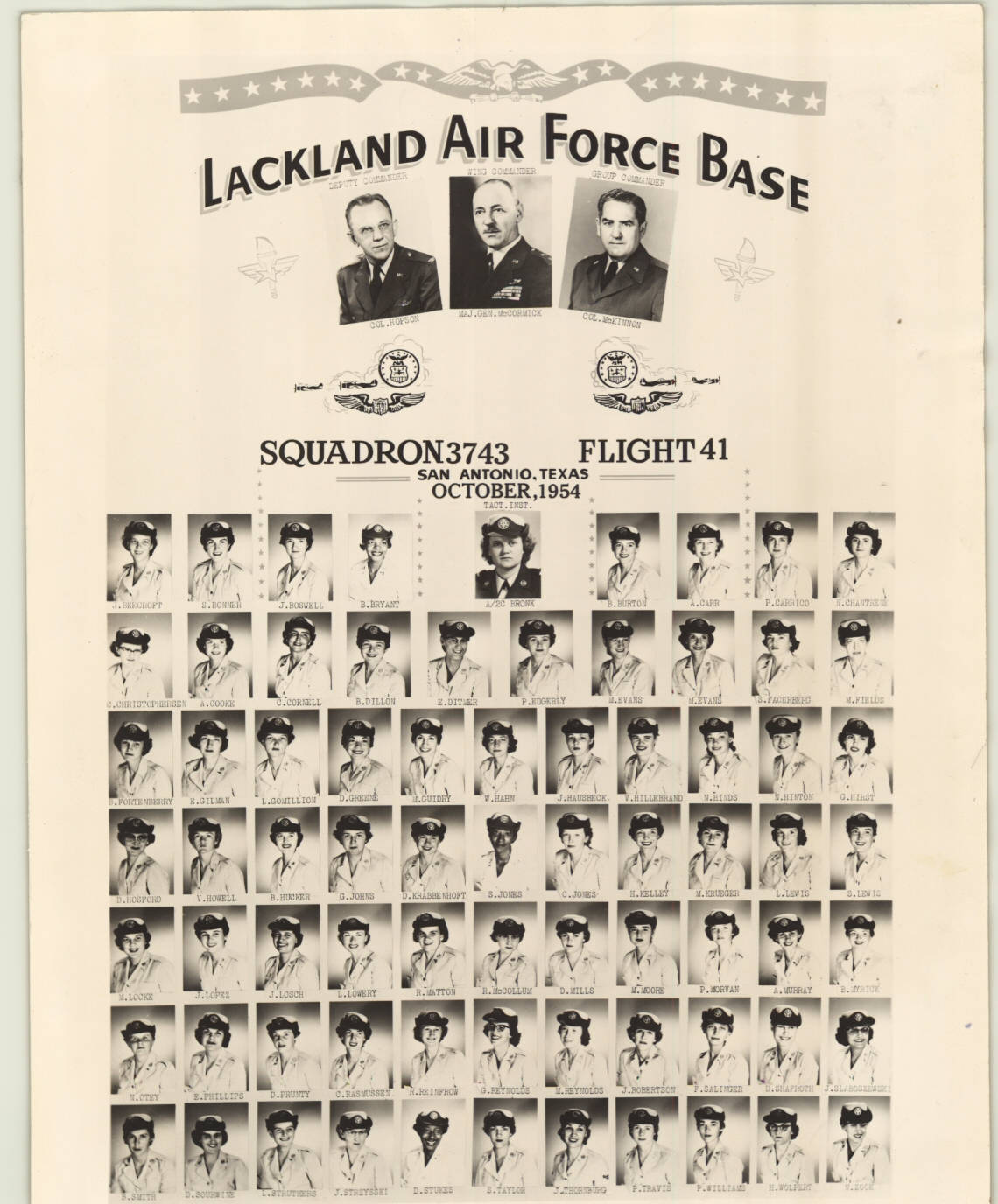 1950-59 Lackland AFB, TX - 1954,Lackland AFB,Squadron 3743,Flight 41 ...
