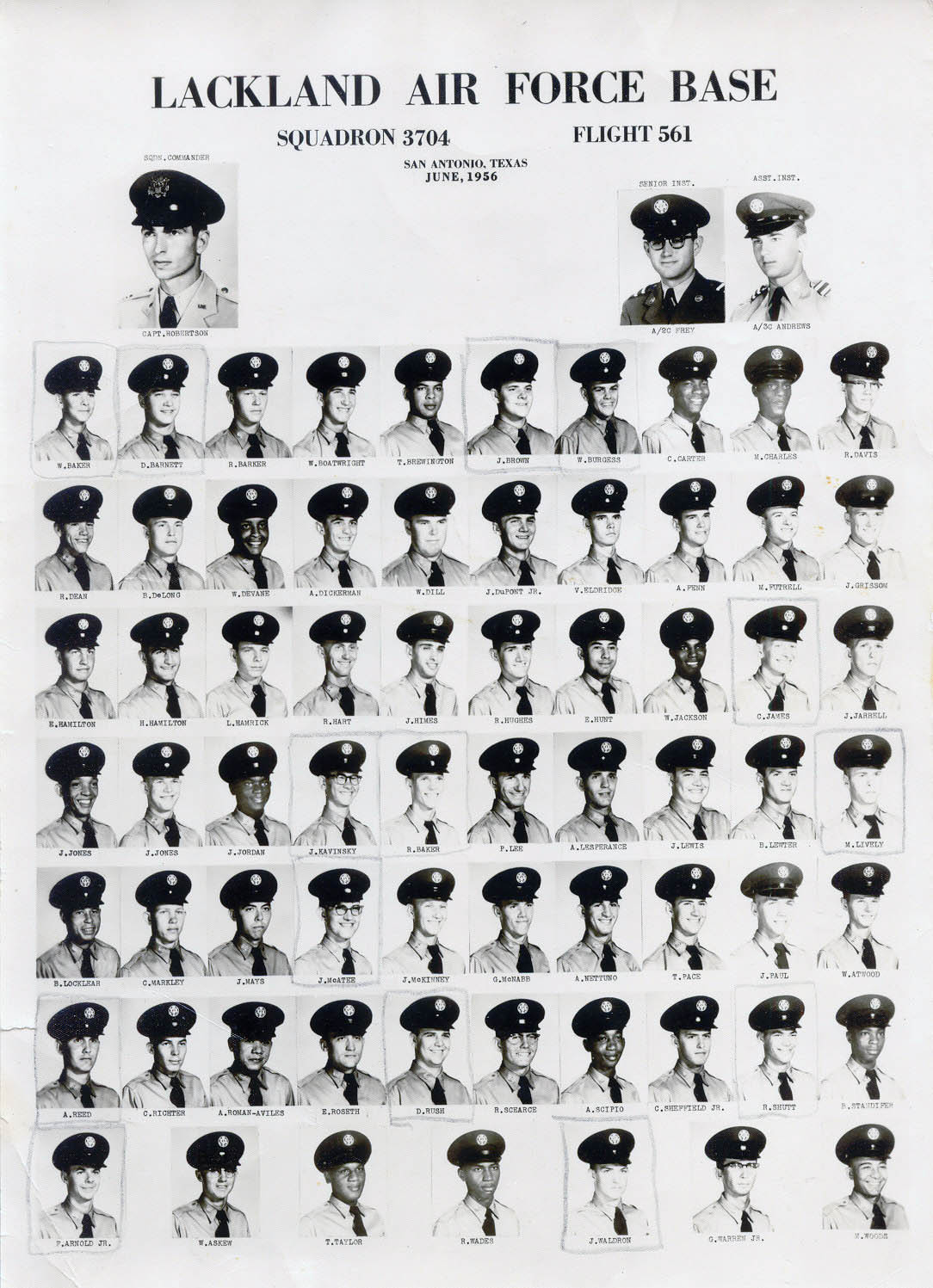 1950-59 Lackland AFB, TX - 1956,Lackland AFB,Squadron 3704,Flight 561 ...