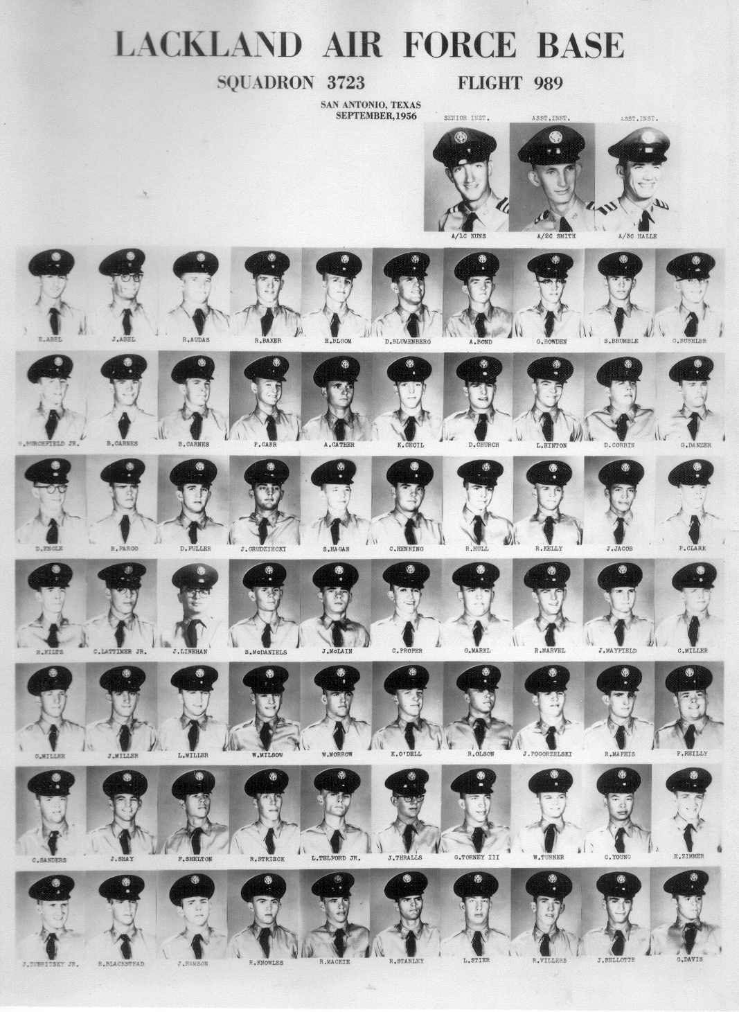 1950-59 Lackland AFB, TX - 1956,Lackland AFB,Squadron 3723,Flight 989 ...