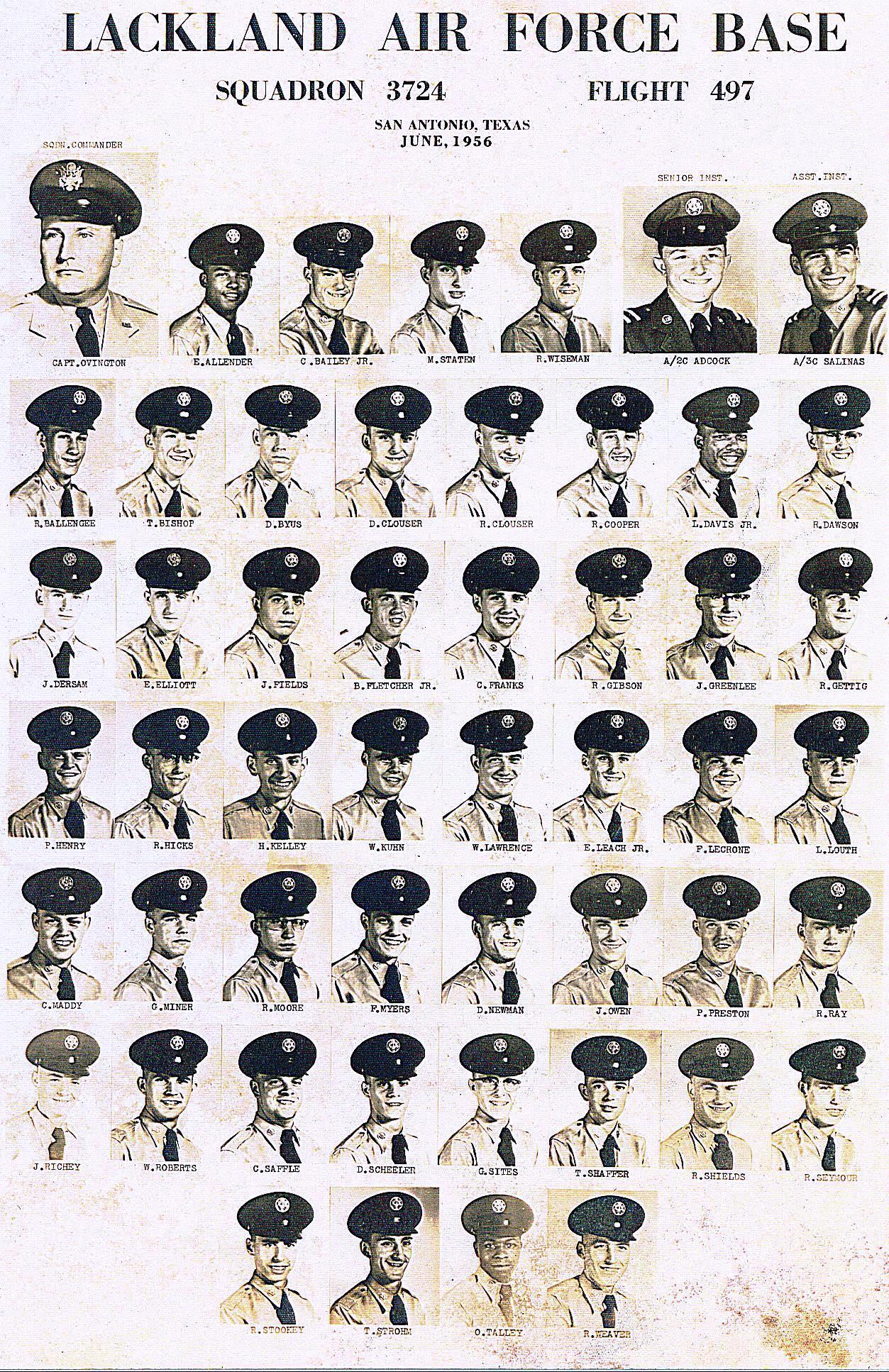 1950-59 Lackland AFB, TX - 1956,Lackland AFB,Squadron 3724,Flight 497 ...