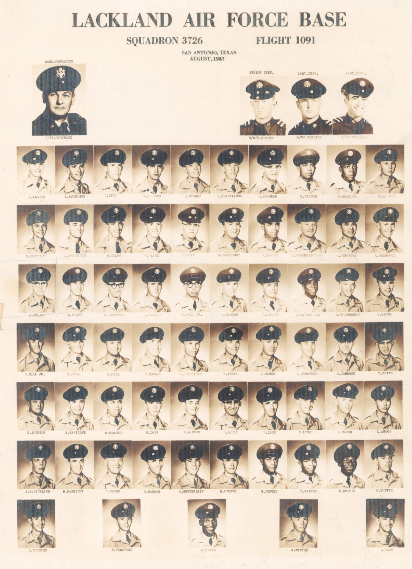1950-59 Lackland AFB, TX - 1957,Lackland AFB,Squadron 3726,Flight 1091 ...