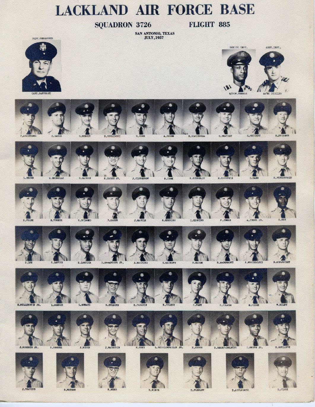 1950-59 Lackland AFB, TX - 1957,Lackland AFB,Squadron 3726,Flight 885 ...